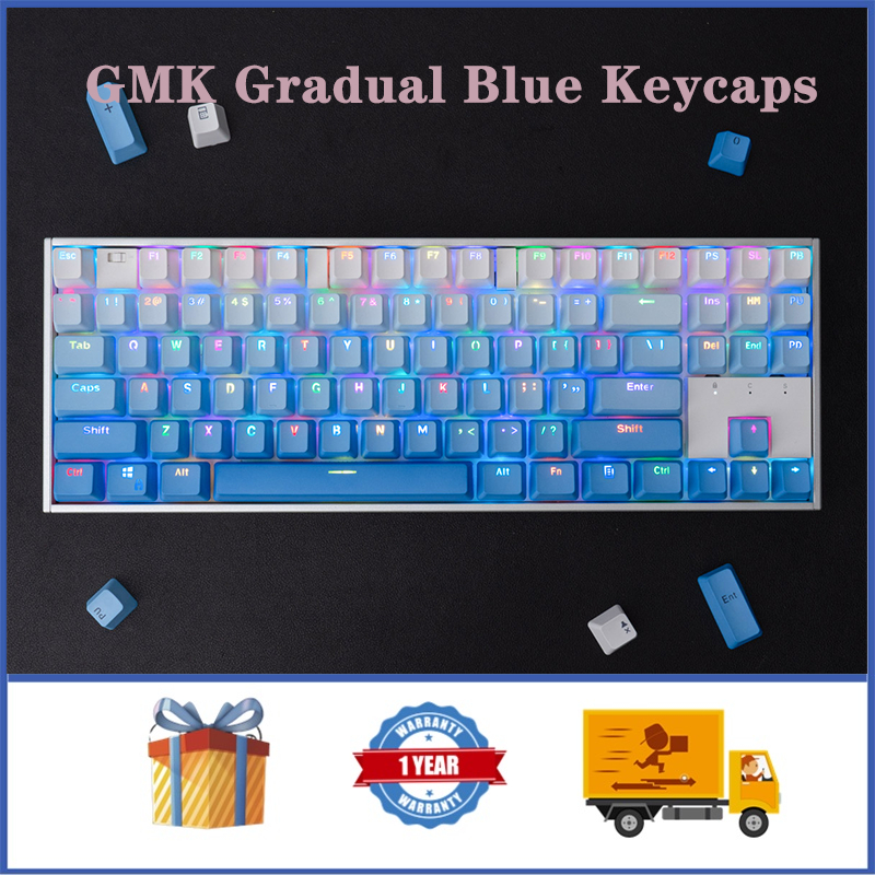GMK Gradient blue keycaps transparent 120 key PBT keycaps Double shot ...