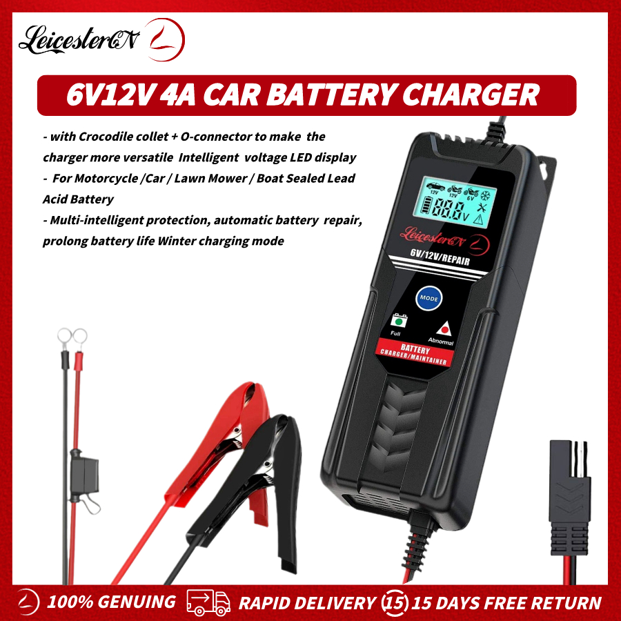 LST Car Battery Charger For Motorcycle 6V 12V 4A Digital LCD Display ...