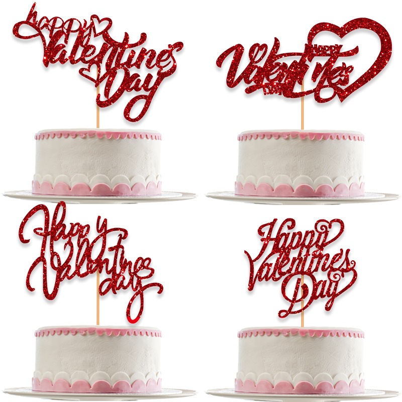 Happy Valentine's Day Cake Topper Red Glitter Sweet Love be Mine ...