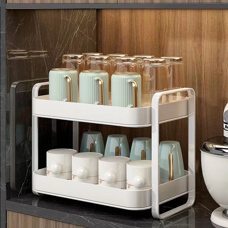 Cup Holder Mug Holder glass cup organizer 2 Layer drying storage rack ...
