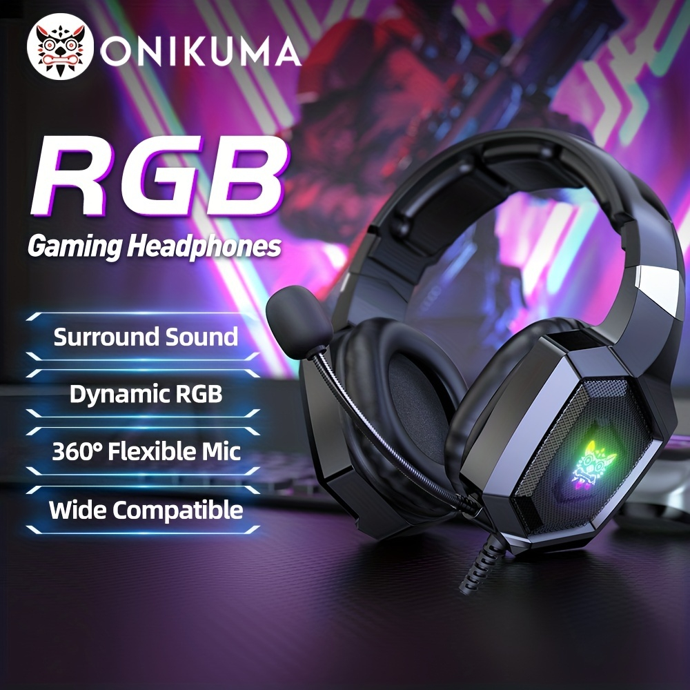 Onikuma K8 RGB gaming earphones, wired earphones suitable for PC/Mobile ...