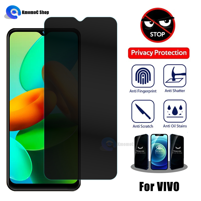 Anti-Spy Tempered Glass Film VIVO Y04 Y19s Y29 Y29s Y38 Y18 Y03t Y100 V30 Lite Y27s Y28 Y17s Y27 ...