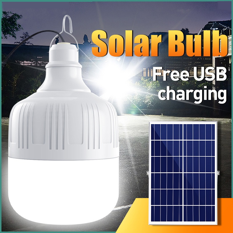 Solar Emergency Light Bulb Rechargeable Portable Outdoor Camping Lamp ...