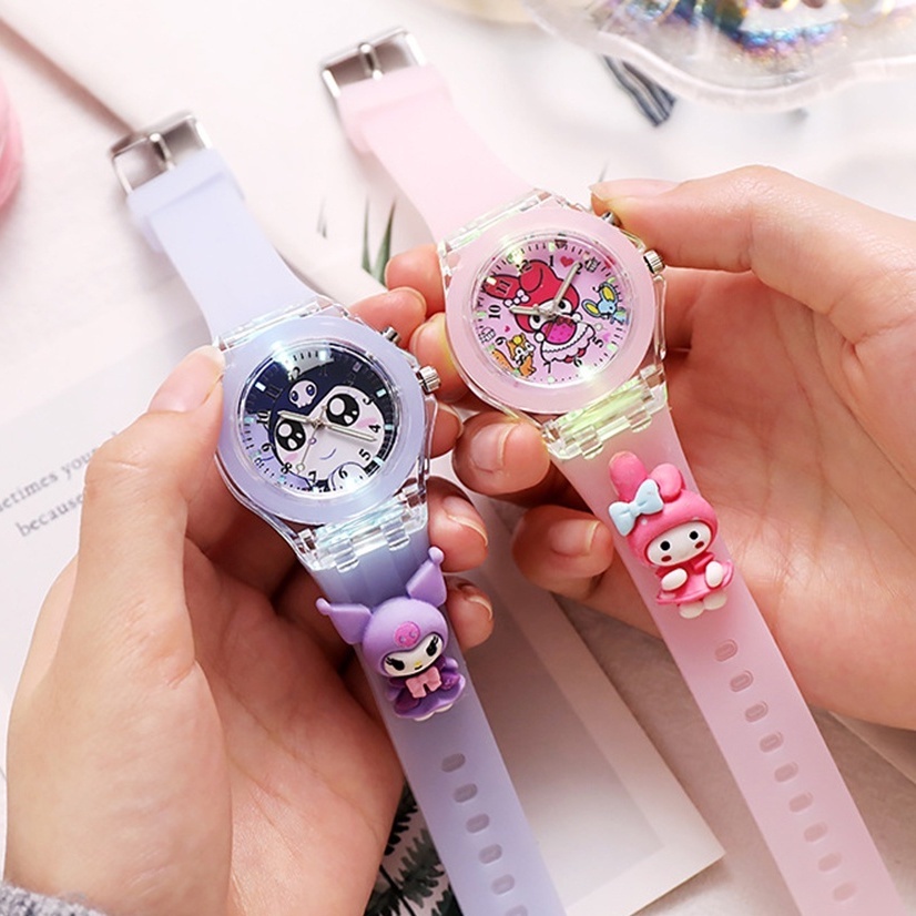 Sanrio Kuromi Jelly Colored Cute Cartoon Kids Watch with Flash Lights ...