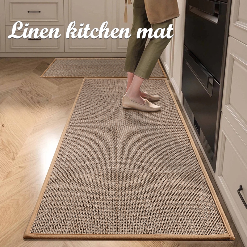Kitchen Floor Mat Linen Carpet Door Mat Entrance Absorbent Rattan Mat ...