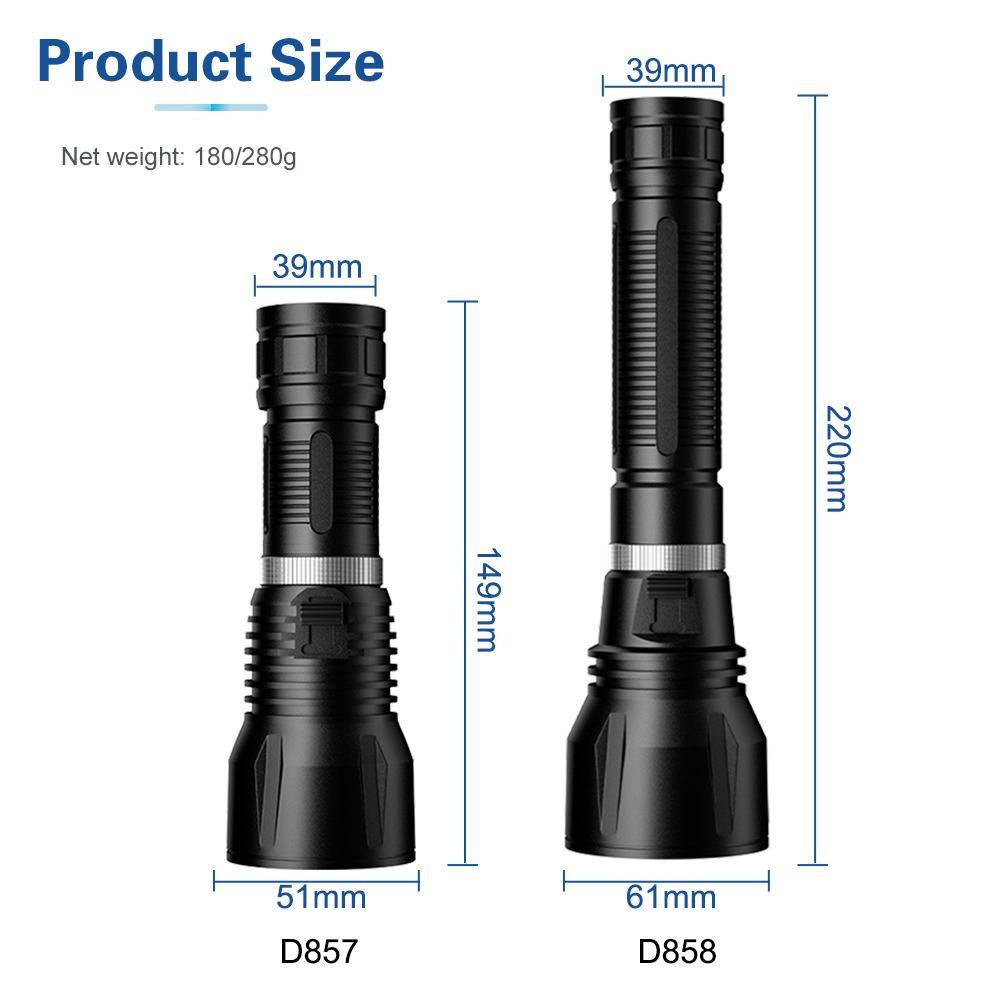 Diving flashlight P70 1000LM underwater 50 meter 26650 battery magnetic ...