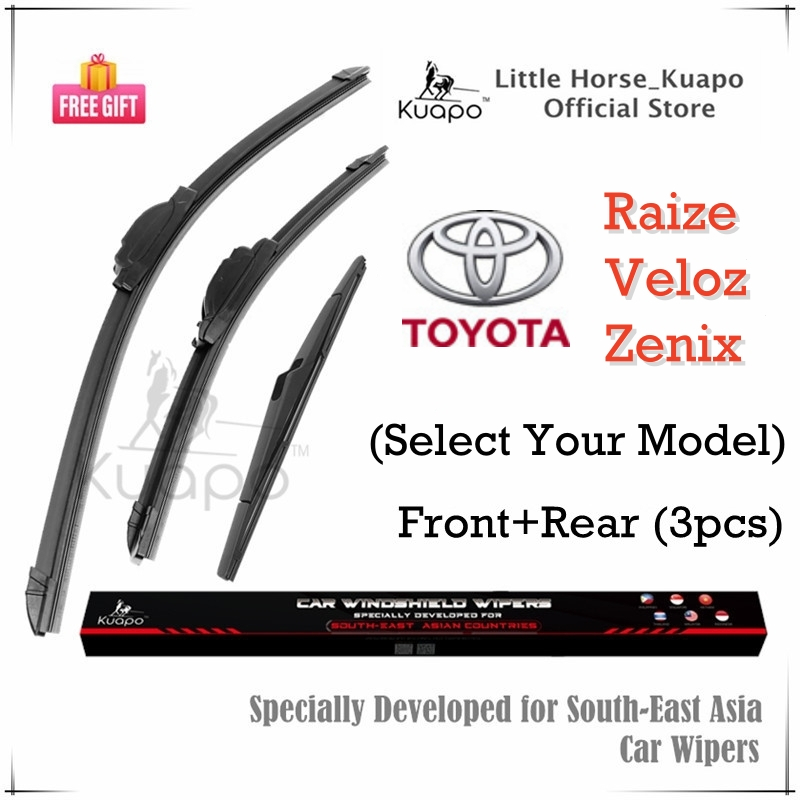 (Front+Rear 3pcs) Toyota RAIZE / VELOZ / ZENIX Wiper Blade Set for ...