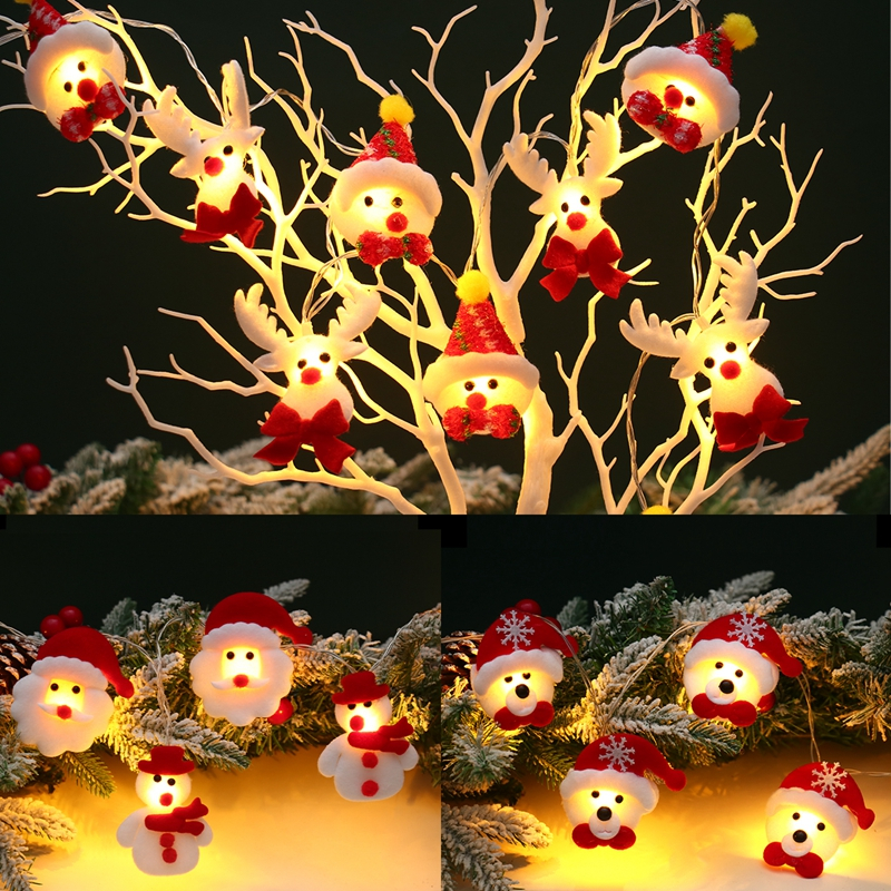 1.5M Plush Christmas Light String Santa Snowman Reindeer Themed Led ...