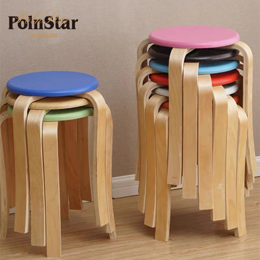 Polnstar Solid Wood Stool Household Fashion Dining Table Stool Nordic ...