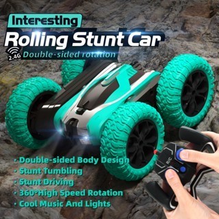 Trick remote control car toy 2.4G double-sided twist transverse stunt ...