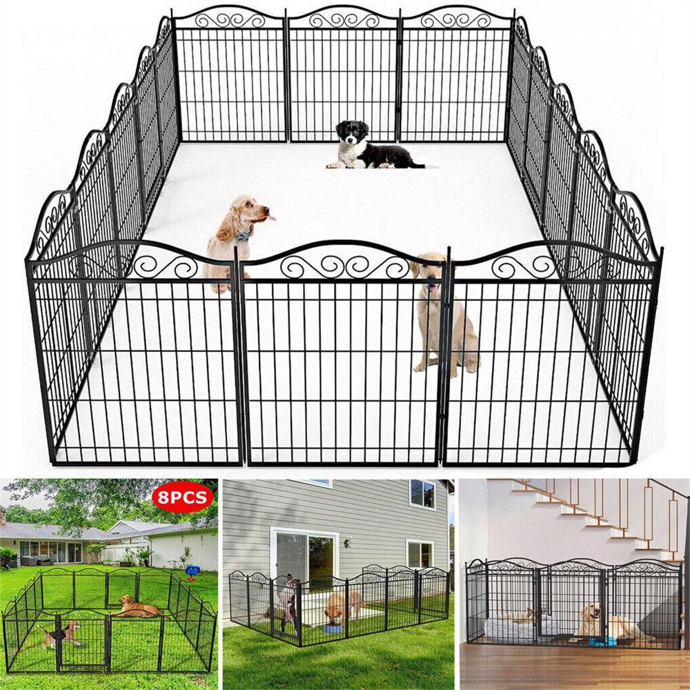 8 Panels Heavy Duty Metal Dog Panel Pet Playpen Indoor Outdoor Foldable ...