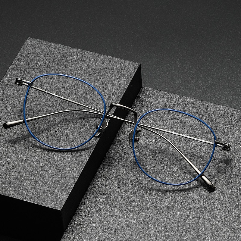 Retro Round Pure Titanium Glasses Frame New Japanese Elliptical Optical ...