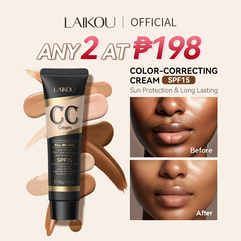LAIKOU CC Color-Correcting Cream Flawless Skin Corrector Concealer 30g ...