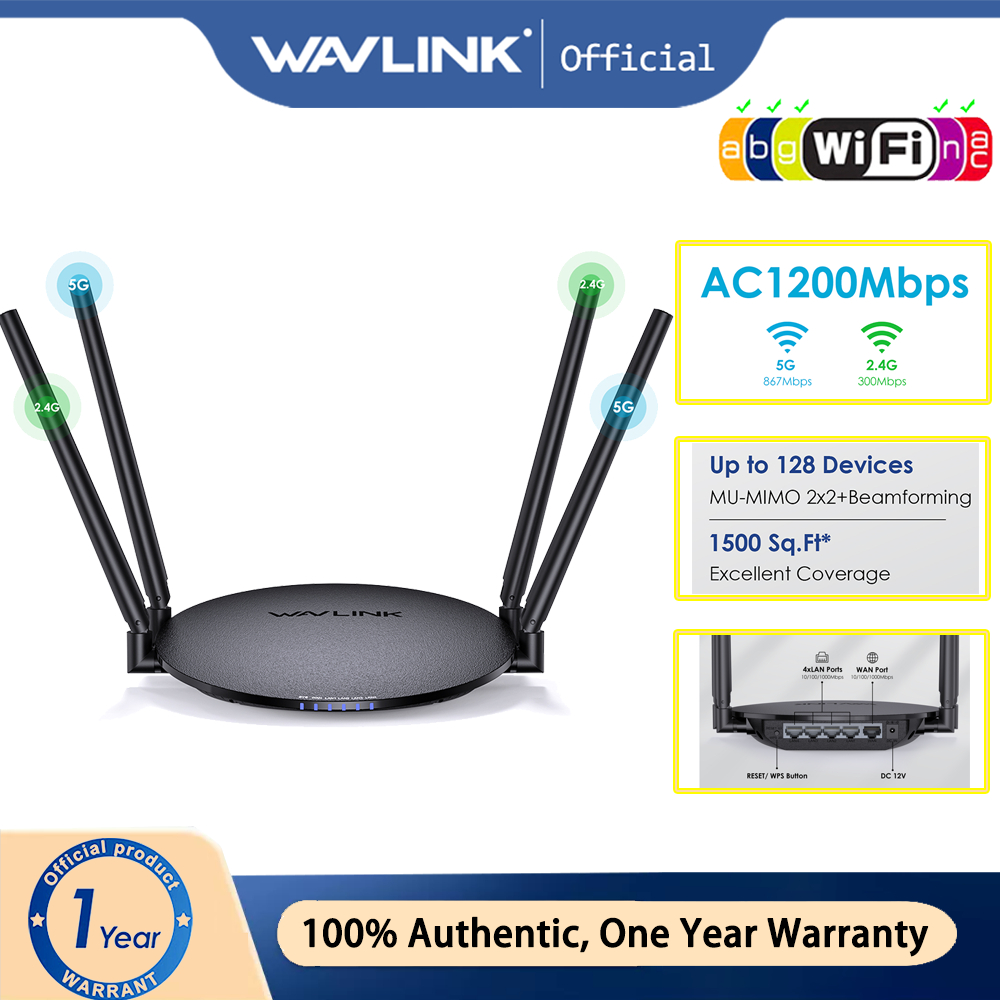 Wavlink AC1200 Dual Full Gigabit WiFi Router 2.4G+5G 1200Mbps Home ...