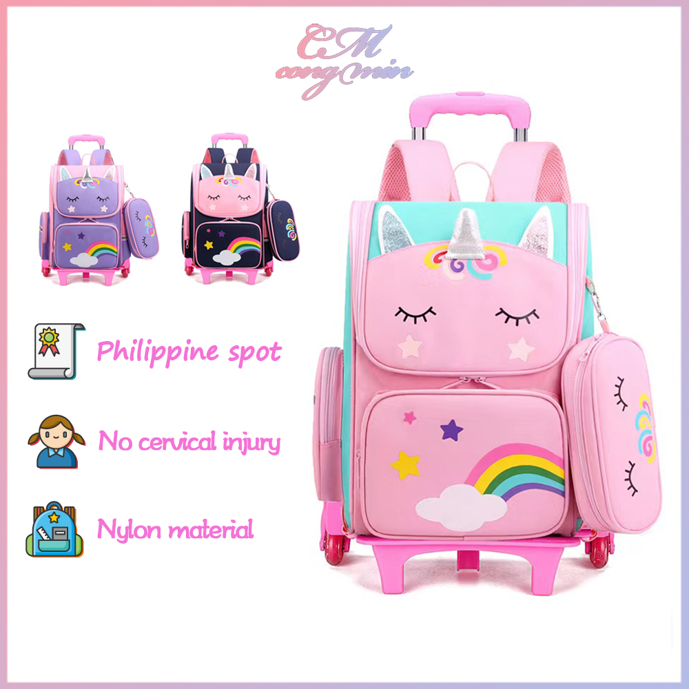 【Ready Stock】Unicorn Trolley School Bag 6 Wheel Schoolgirl Beg Sekolah ...