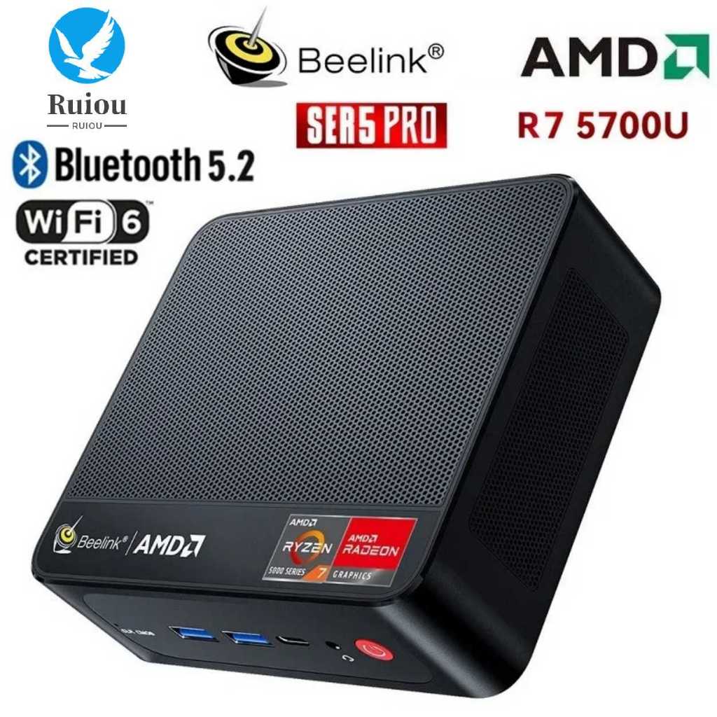 Beelink SER5 Pro AMD Ryzen 7 5700U Mini PC Windows 11 Pro DDR4 NVME SSD ...