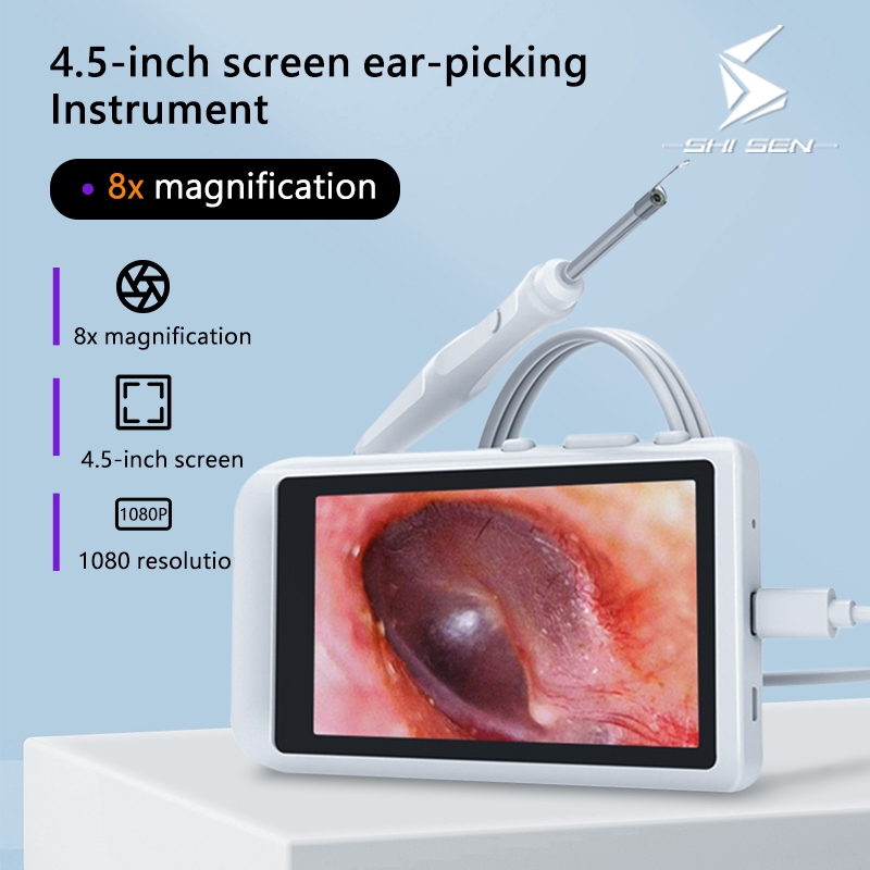 SHISEN Otoscopy Endoscope HD 3.9/3.2mm 4.5 Inch 500W LCD Screen Ear ...