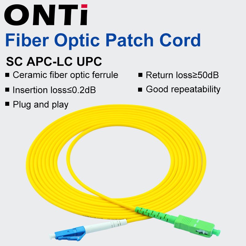 ONTi Fiber Optic Patch Cord SC-LC Simplex Single Mode G652D SC/APC-LC/UPC 2.0mm PVC Jacket FTTH ...