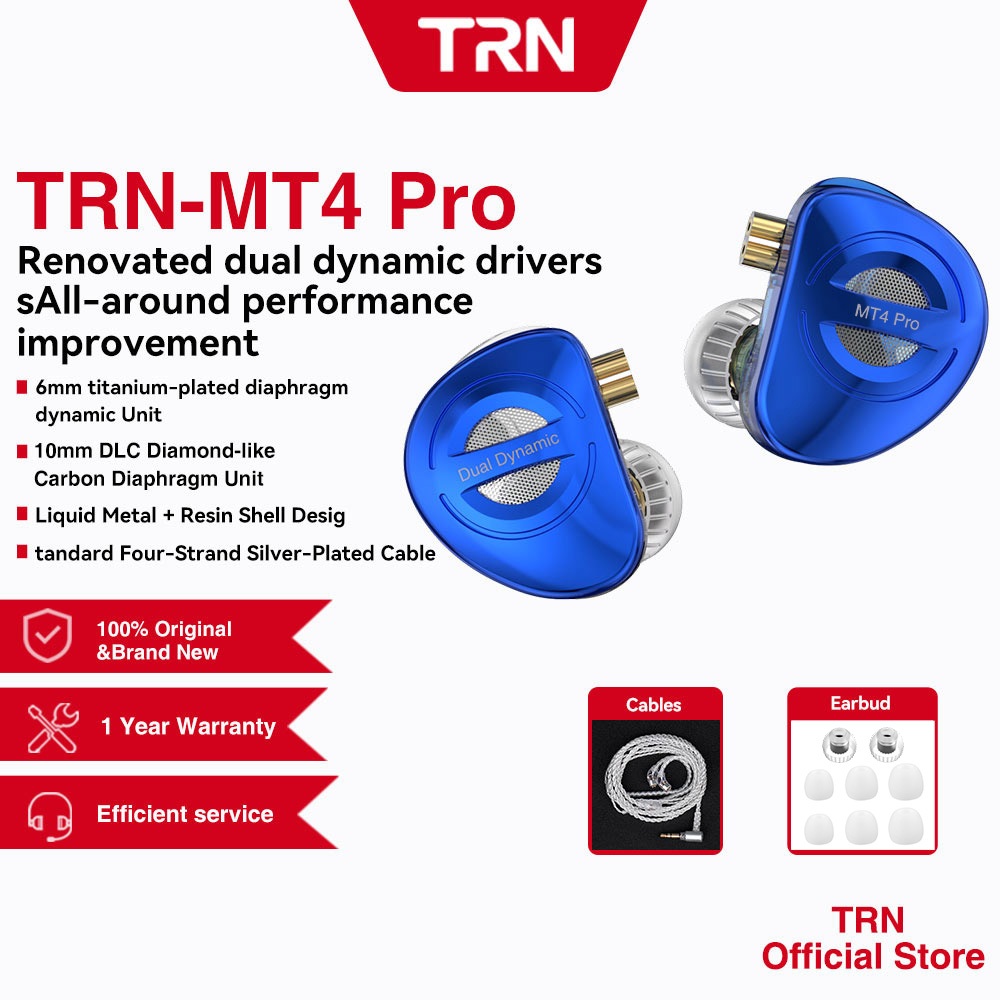 TRN MT4 Pro Retro Earphones HiFi Bass IEM Noise Cancelling Headset ...