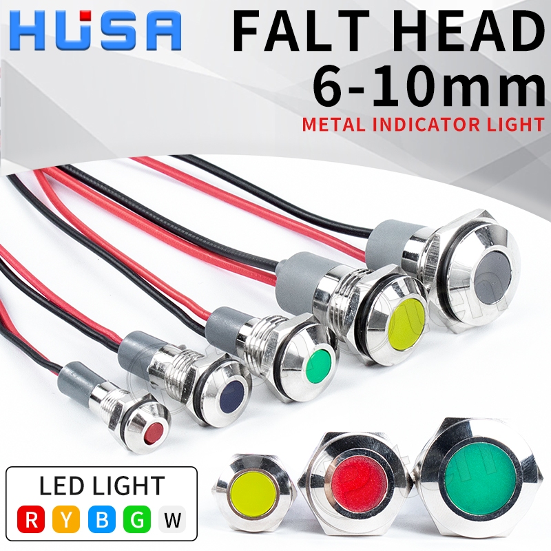 6/8/10mm Warning Indicator Flat head Metal LED Light Signal Lamp Pilot ...