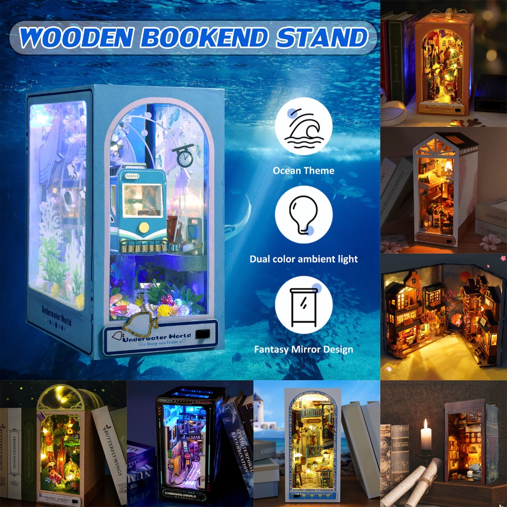 3D Wooden puzzle Series for adults Wooden Bookend Stand Bookshelf DIY ...