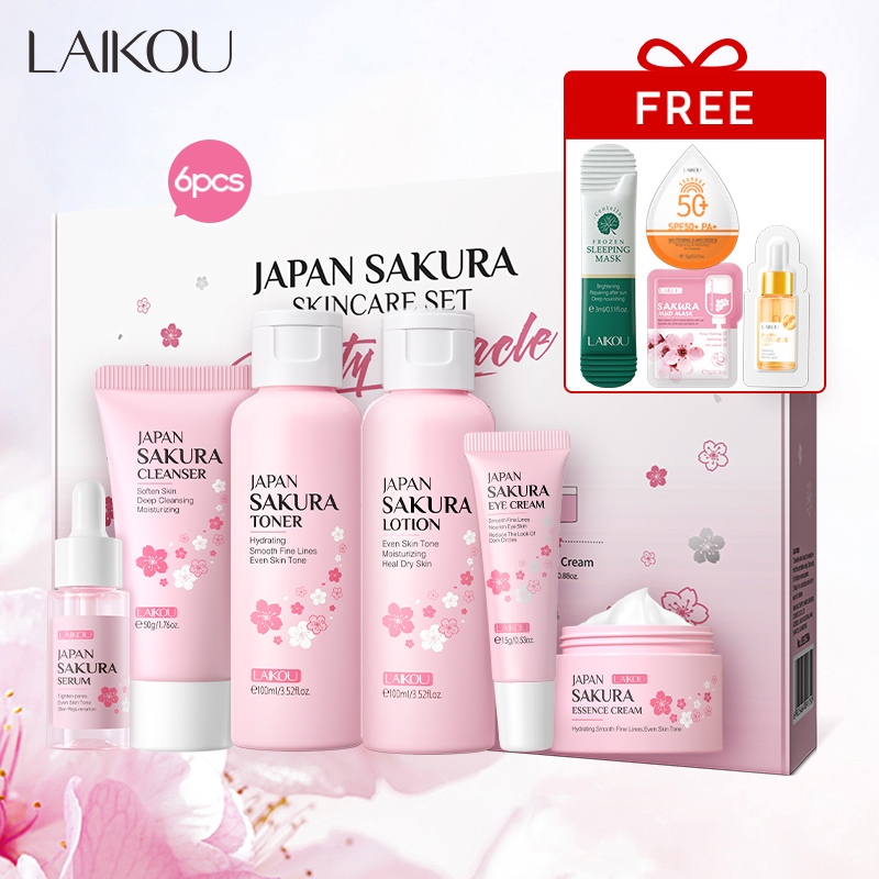 LAIKOU Japan Sakura Skincare Set Hydrating Even Skin Tone Smooth ...