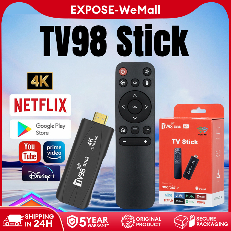 TV98 TV stick Android 9.0 2.4G/5GWiFi 4K HD mini TV box Rockchip 3228A ...