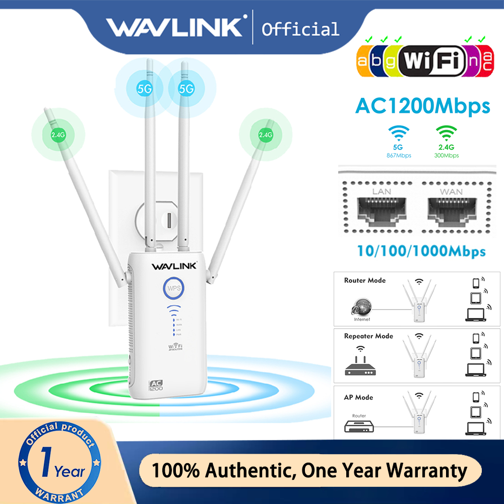 Wavlink Ac1200 Dual-Band 2.4g 5g Wireless Ap Range Extender Router With ...