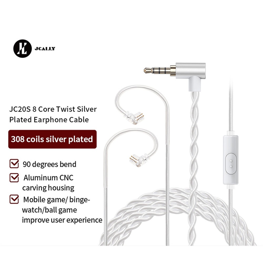 JCALLY JC20S 8 Core Twist OFC Silver Plated Cable HIFl Earphone ...