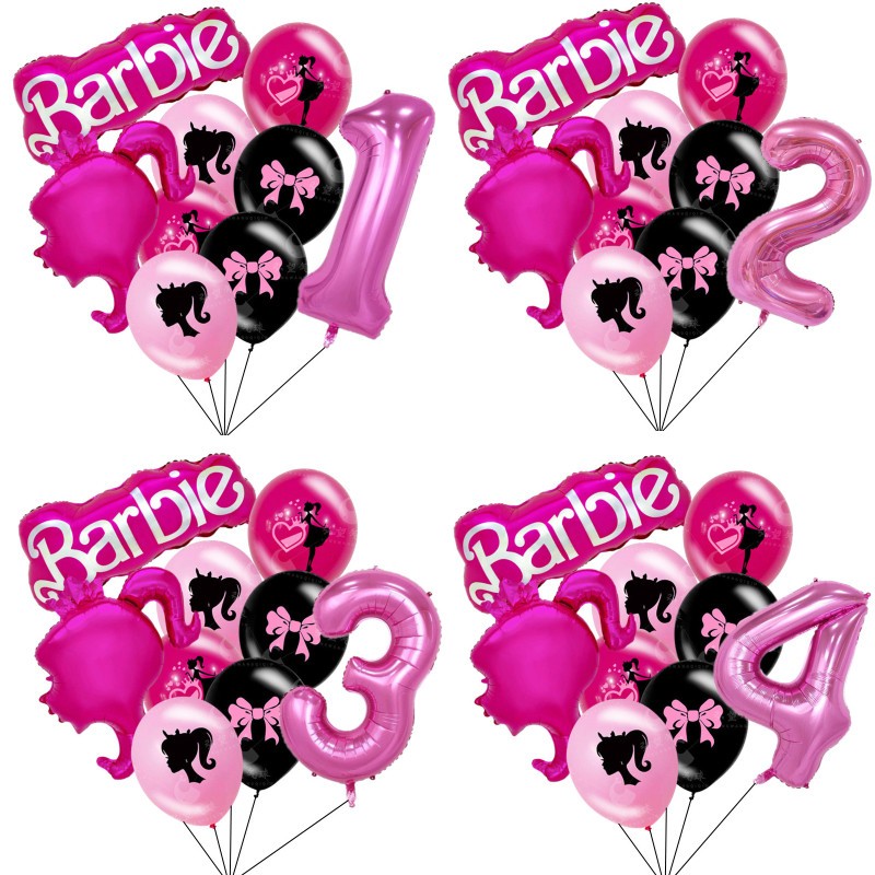 9pcs Barbie Latex Balloons Girls Birthday Party Decoration Aluminum ...