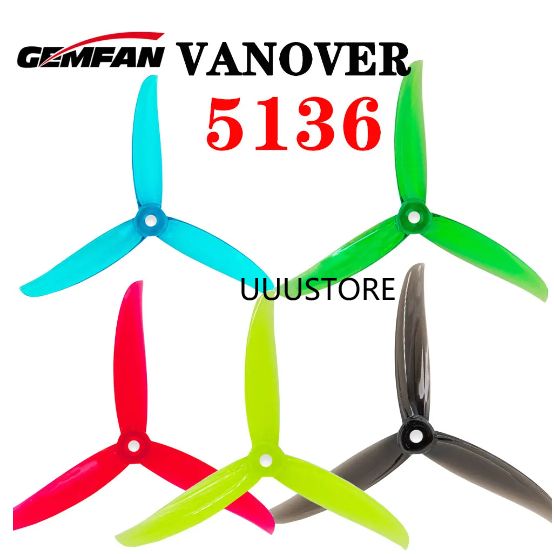 Gemfan Vannystyle 5136 5.1x3.6 3-Blade 5mm Hole Alex Vanover FPV Racing ...