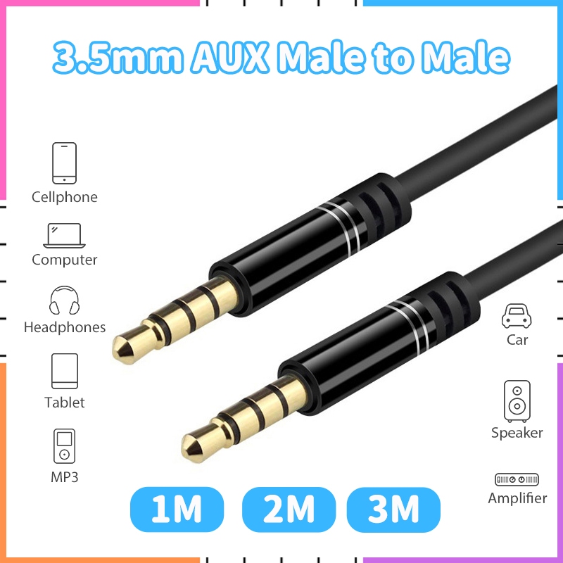 【1-3 Days Delivery】1M 2M 3M 3.5mm Aux Cable Male To Male Audio Cable ...