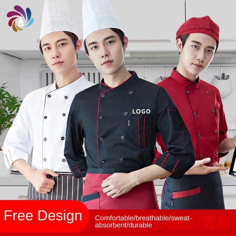 Ready Stock Chef uniform suit chef school kitchen work clothes men and ...
