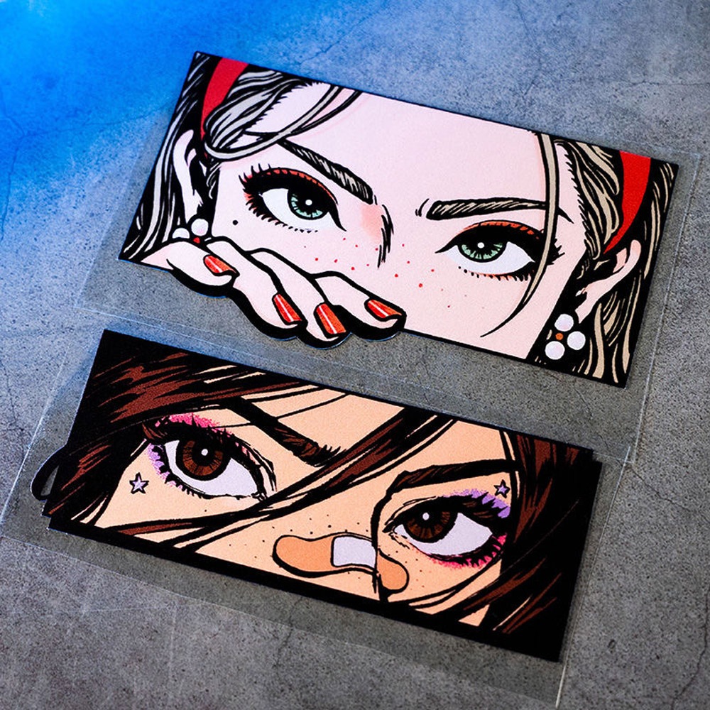 JDM Anime Girl Peeking Eyes Car Accessories Decals Reflector Vinyl ...