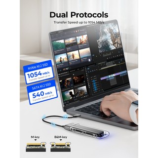 ORICO M.2 MVMe/SATA SSD Enclosure NVMe case Zinc Alloy Tool Free 10Gbps ...
