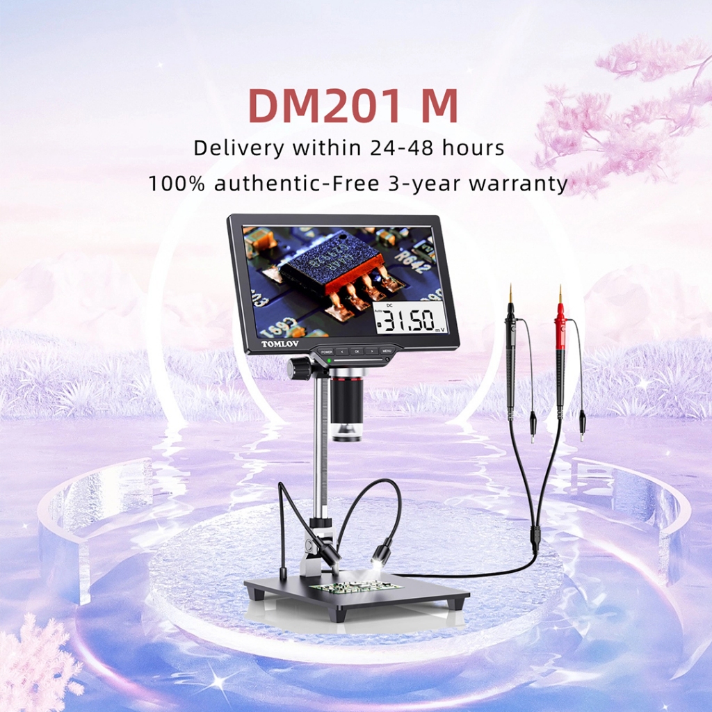 TOMLOV DM201 M Digital Microscope with Multimeter, Soldering Microscope ...