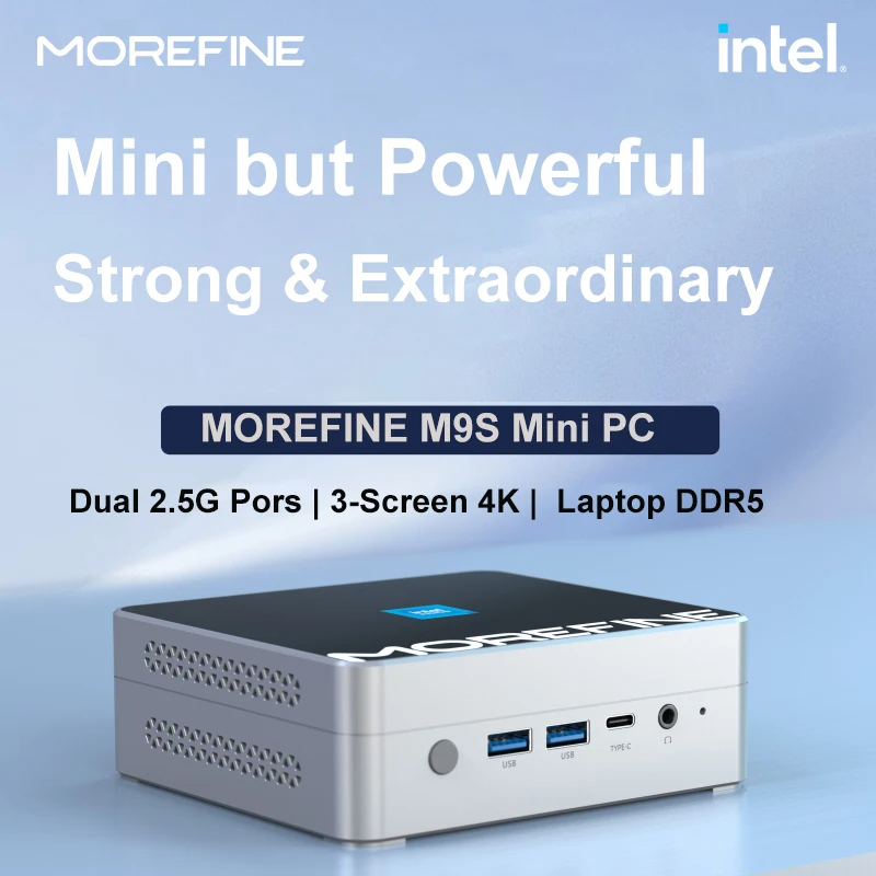 MOREFINE M9S Mini PC Intel N100 Portable Triple Display DDR5 2.5G Dual Ethernet Port Gaming Mini ...
