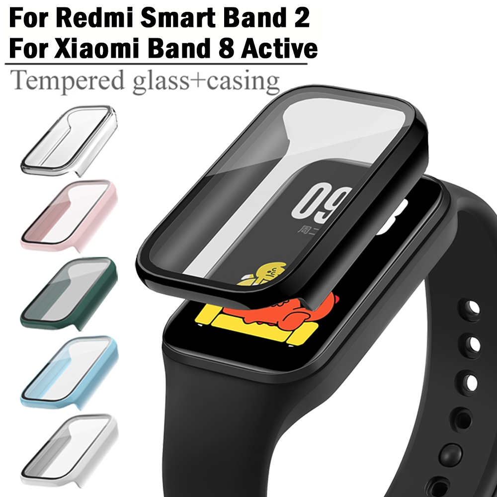 For Redmi band 2/Xiaomi Band 8 Active Case PC Full Cover+Tempered Film ...
