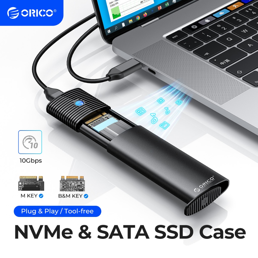 ORICO M.2 SSD Case Support M2 NVME NGFF SATA SSD Disk Dual Protocol For PCIE M Key B+M Key USB C ...