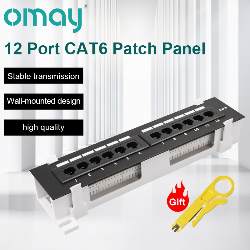 12 Port Cat6 Utp Mini Patch Panel With Wallmount Bracket Included Black