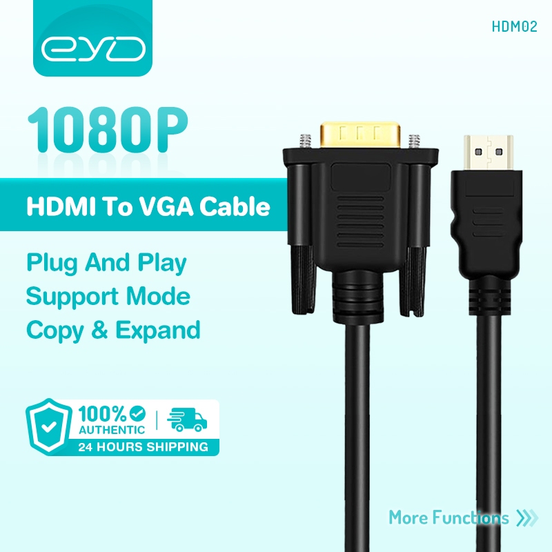 EYD HDM02 HDMI To VGA Cable 1080P (1.8m) 1920 x 1080P | Shopee Philippines