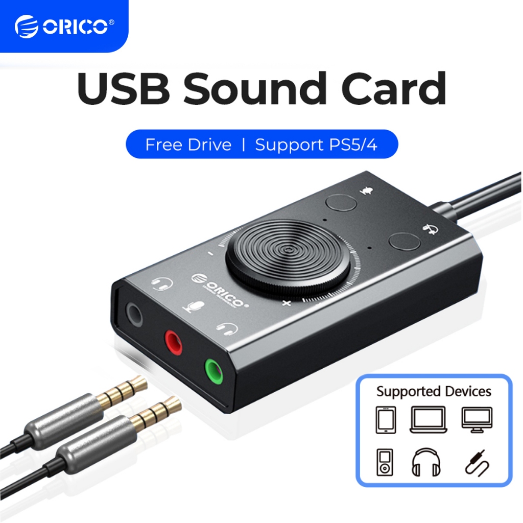 Orico USB External Sound Card with Headset Port +1 Microphone Jack 3 ...