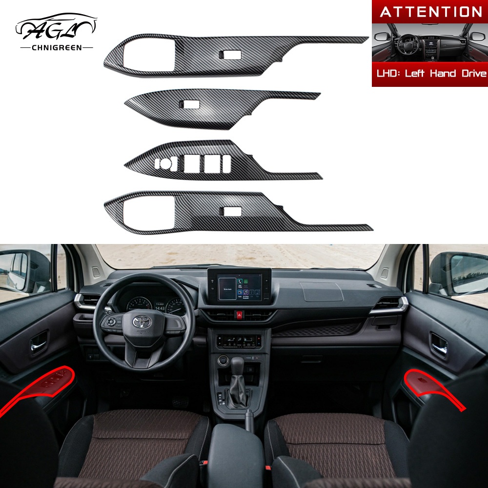 4 PCS Window Glass Lift Trim Switch Button Panel Interior Decorative ...