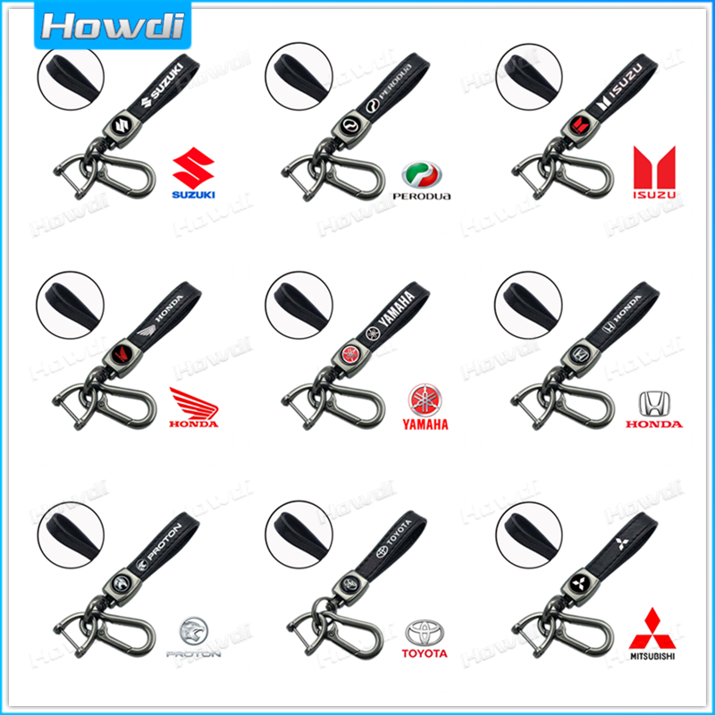 Leather Metal Motor Keychain Car Keychain with logo for Car and ...