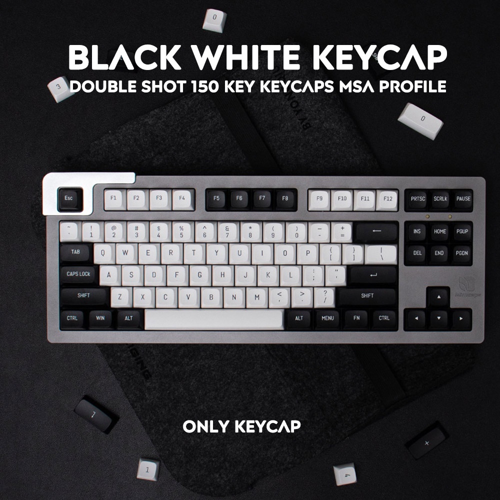 GMK | 150 KEYS MSA BLACK&WHITE KEYCAPS DOUBLE SHOT FOR MX SWICH ...