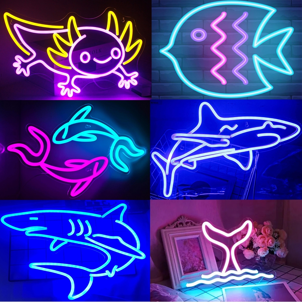 Fish Neon Sign Koi Fish Dolphin Shark Neon Lights Sign for Wall Decor ...