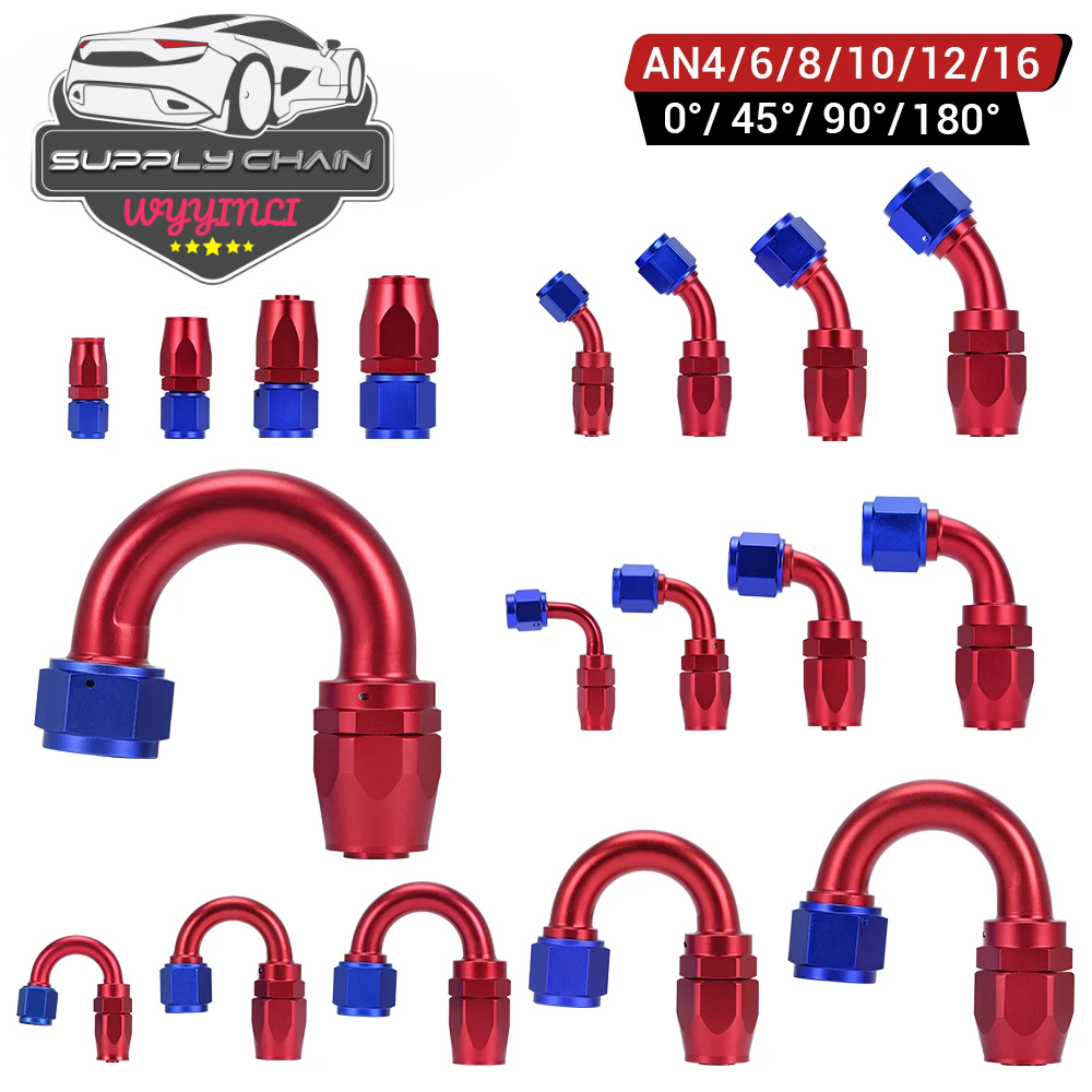 Universal AN4 AN6 AN8 AN10 AN12 AN16 Straight 0 45 90 180 Degree Oil Fuel Swivel Hose End ...