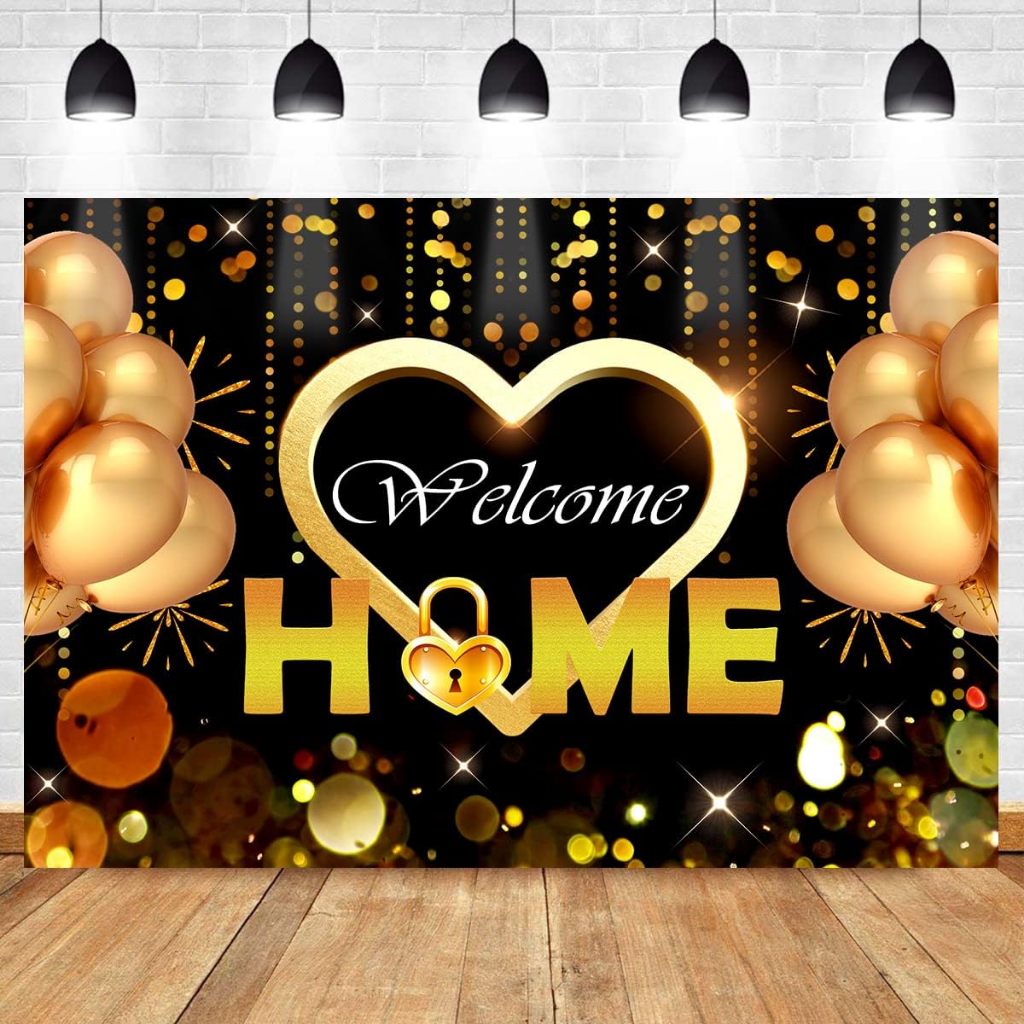 Welcome Home Party Photography Backdrop Firework White Glitter ...