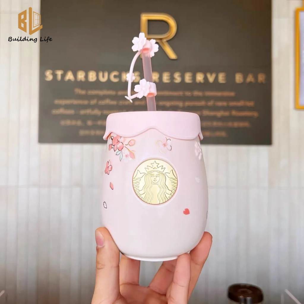 Starbucks Cup 485ml Cherry Blossom Milk Can Shape Mug with Pink Straw ...