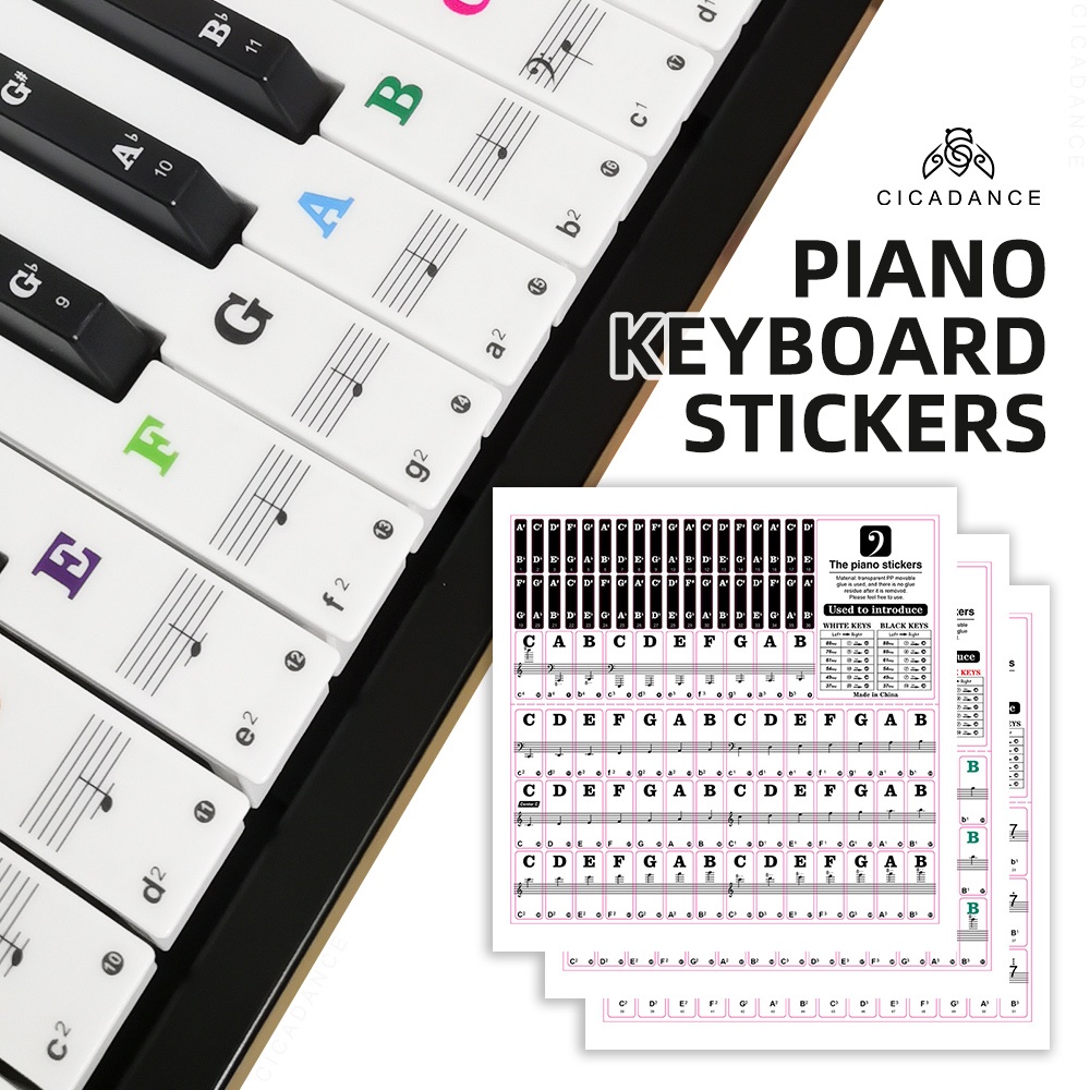 Colorful Piano Keyboard Sticker for 37/49/54/61/88 Key Transparent ...